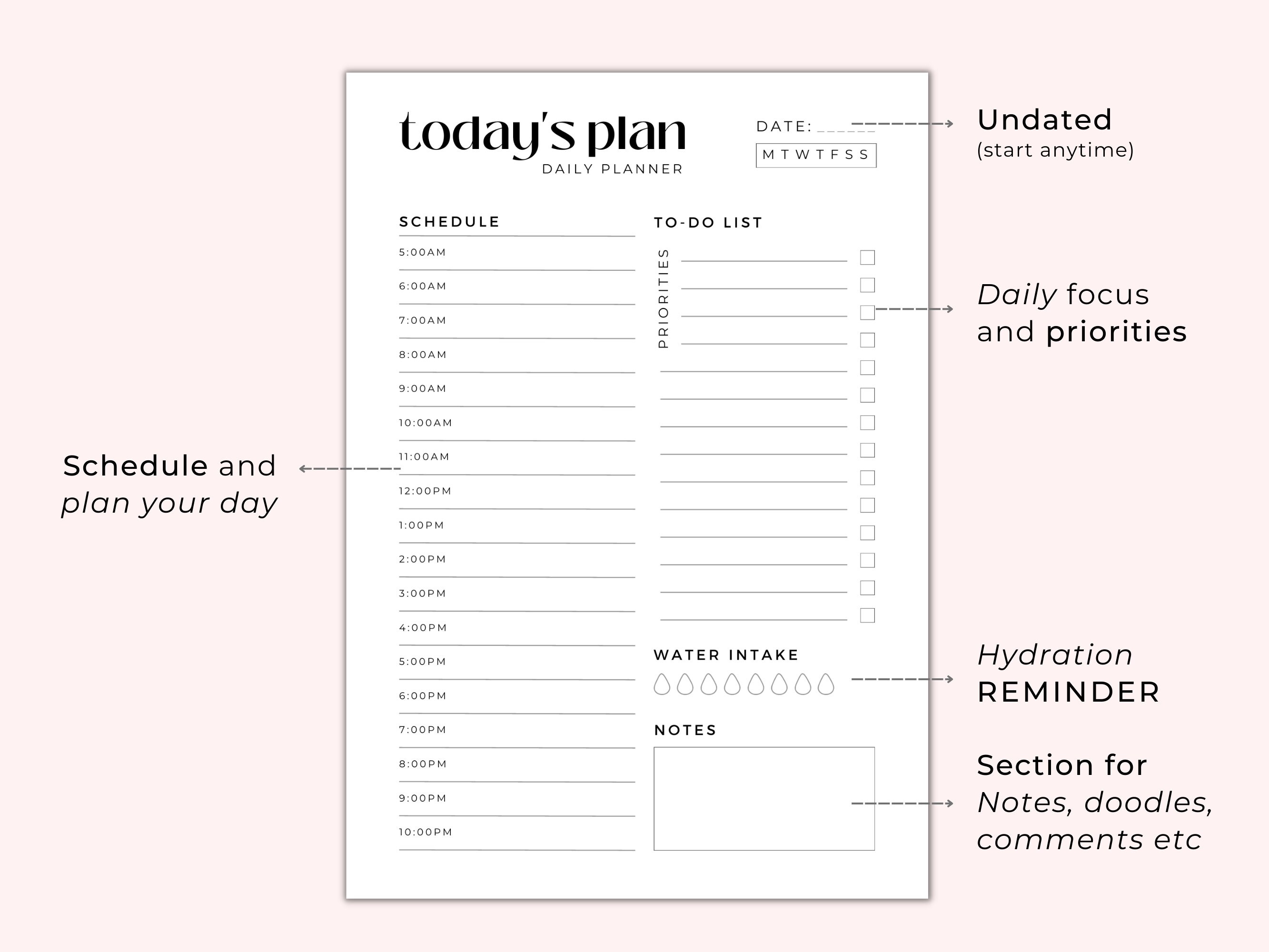 Daily Planner Printable, Daily to Do List, Time Blocking Template ...