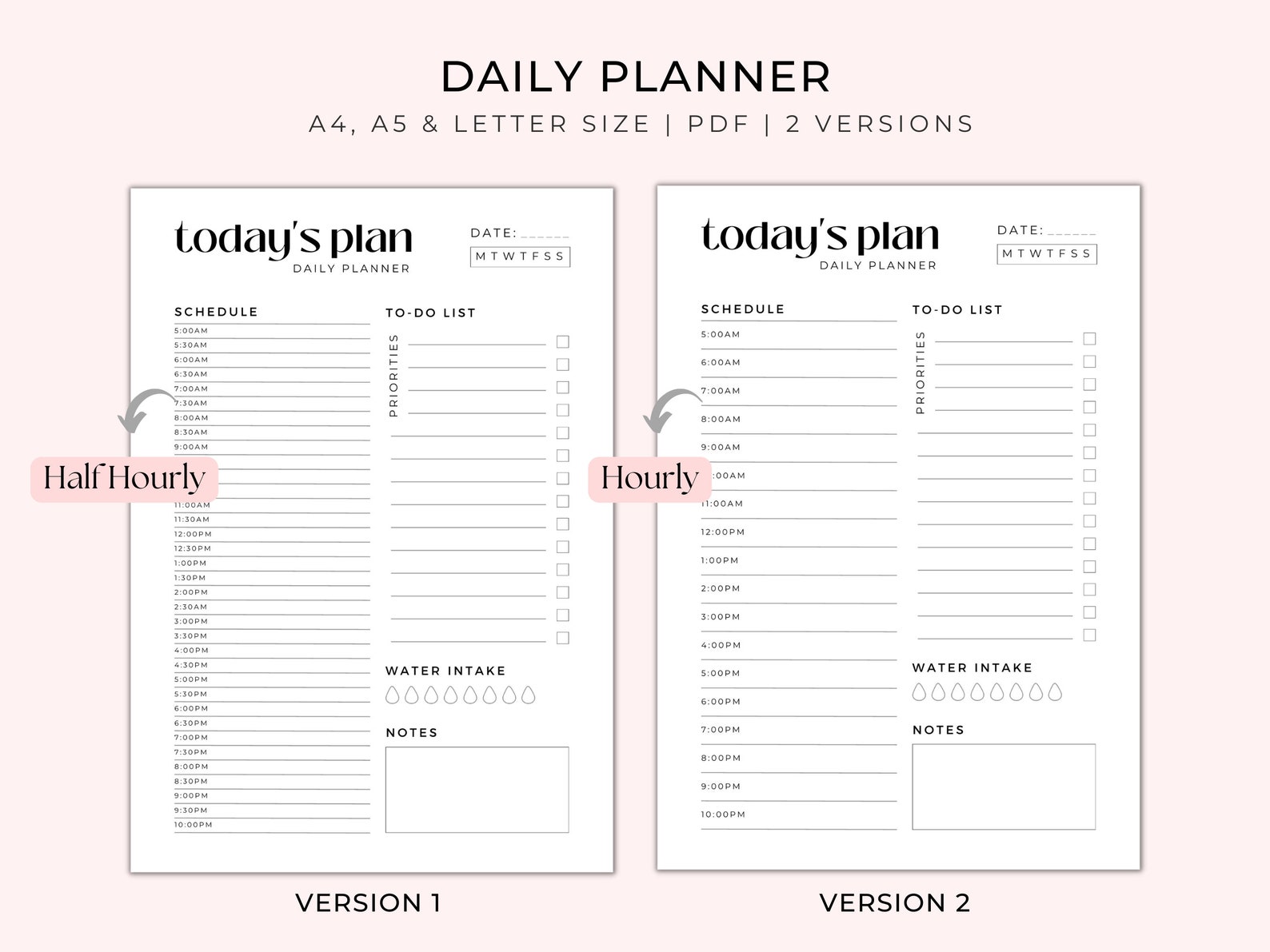 Daily Planner Printable, Daily to Do List, Time Blocking Template ...