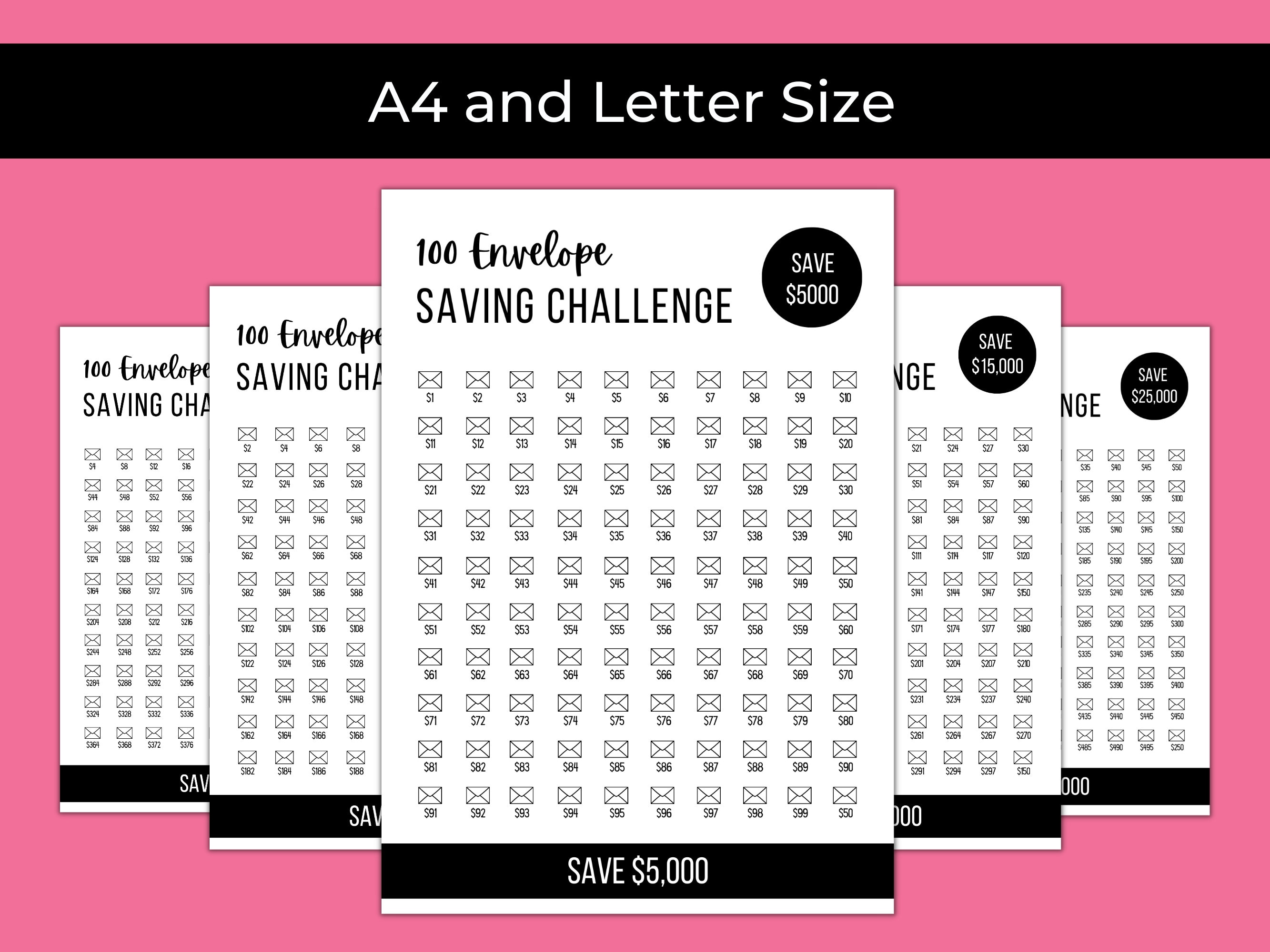 100 Envelope Challenge Printable Money Savings Challenge - Etsy