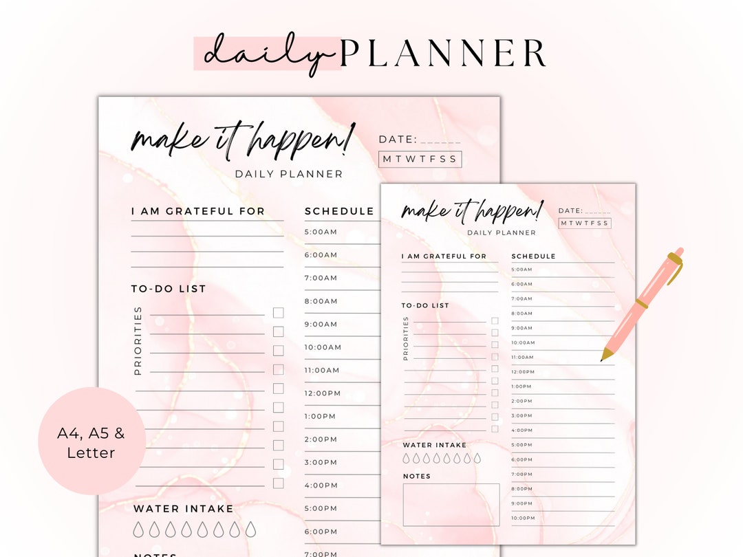 Daily Planner, Daily to Do List, Time Blocking Template, Hourly Planner ...