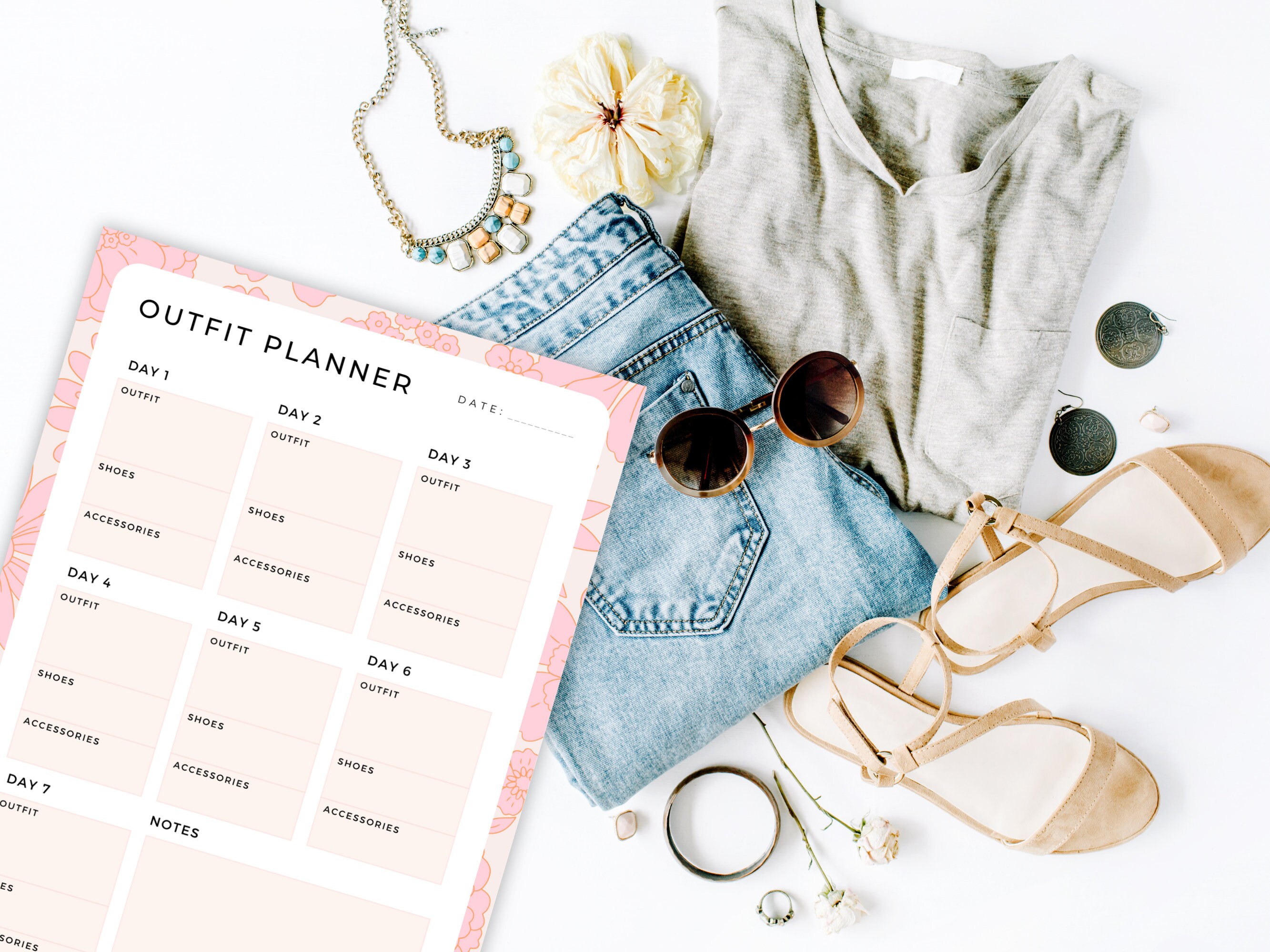 Travel Outfit Planner Printable, Packing List, Travel Planner, Weekly ...