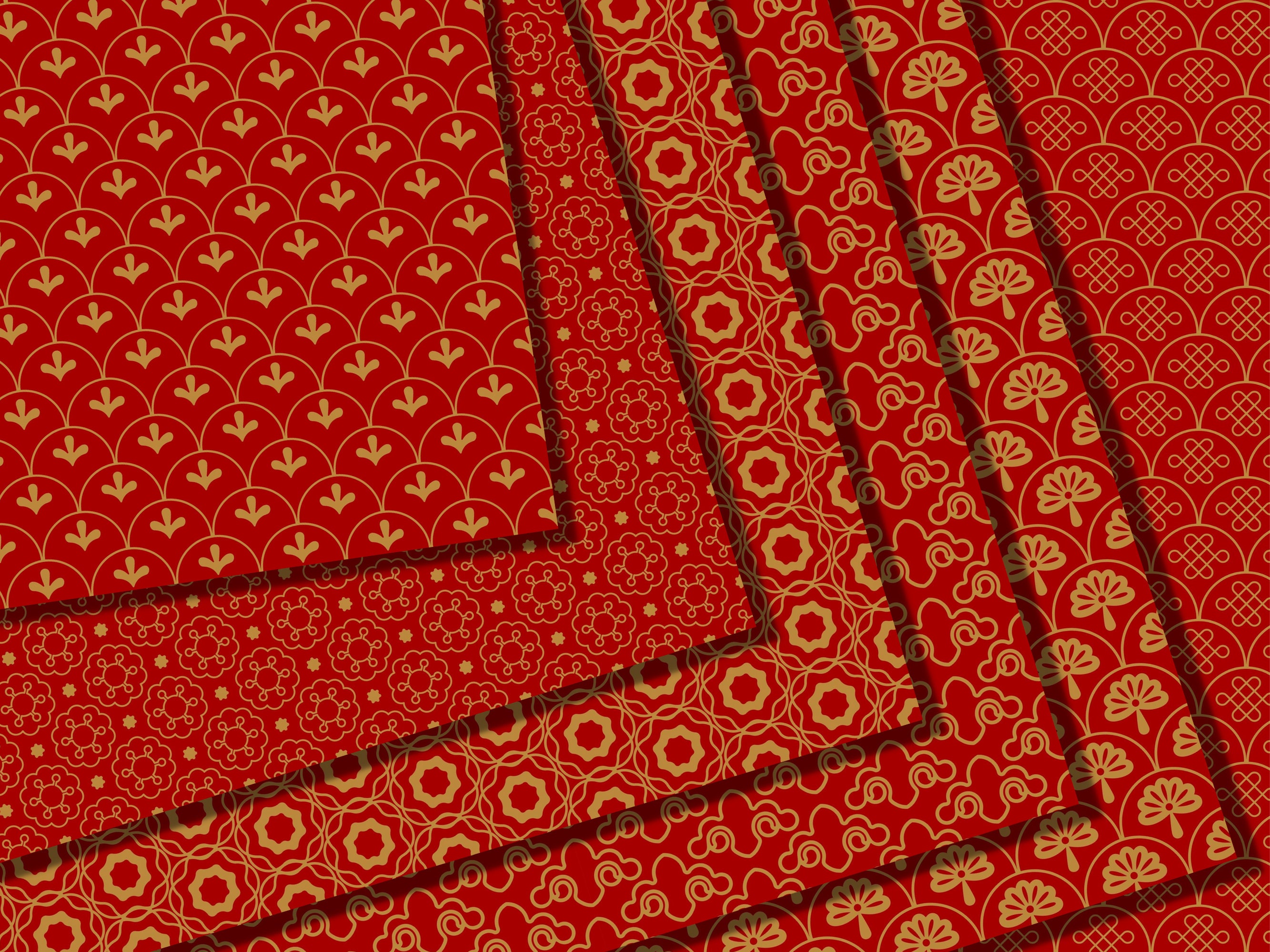 Lunar New Year Digital Paper, Chinese New Year Digital Paper, Asian ...