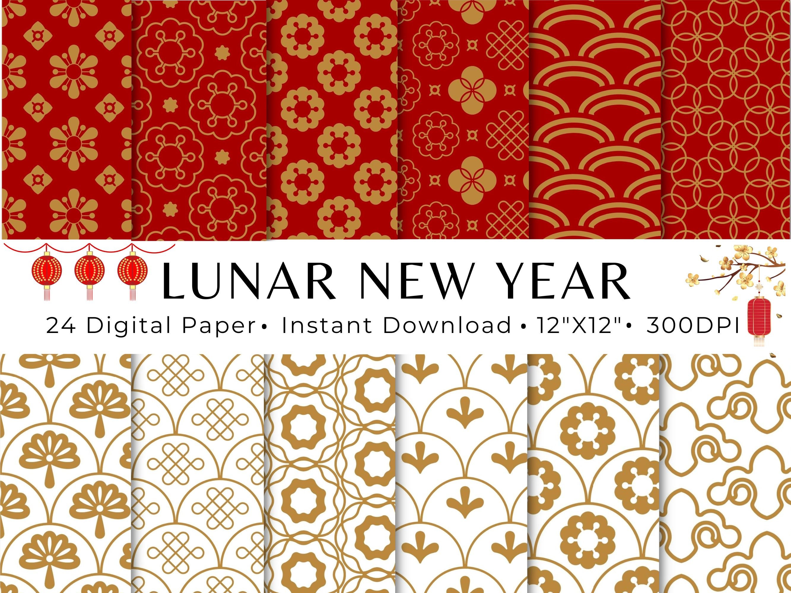 Lunar New Year Digital Paper, Chinese New Year Digital Paper, Asian ...