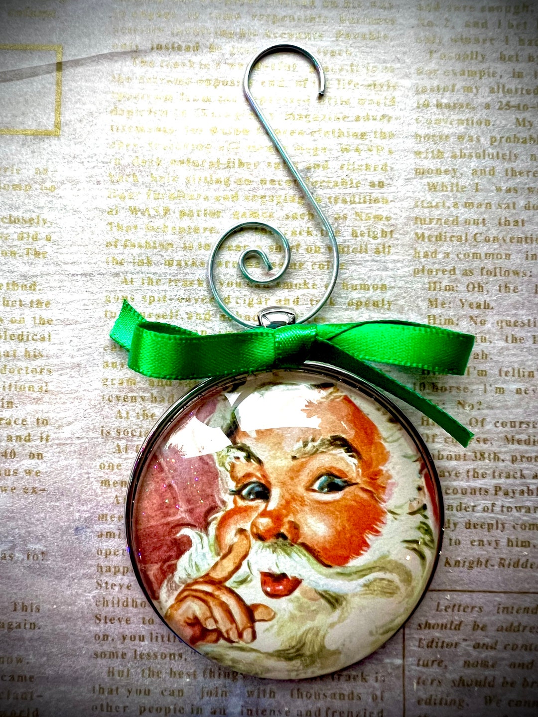 Christmas Ornament - Vintage Shh! Santa - Book Clipping - Etsy