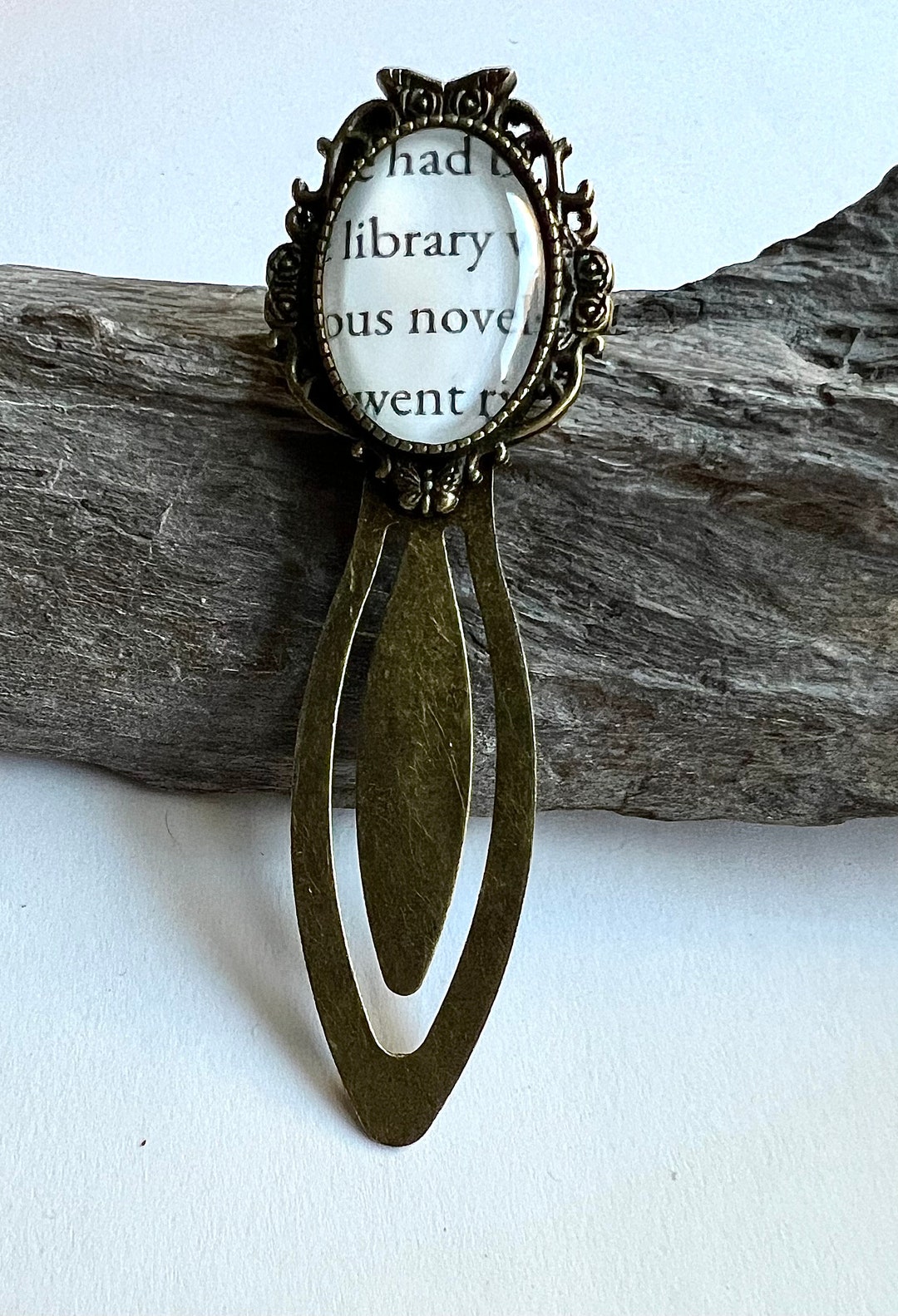 Bookmark From Recycled Book - Antique Bronze W/ Page Clipping "library ...
