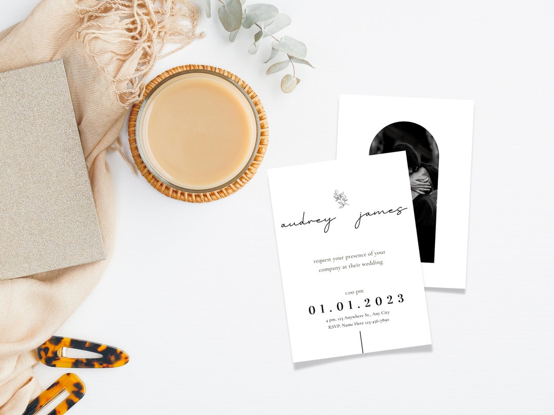 Minimalist Wedding Invite Canva | Minimalist Wedding Invitation Digital ...
