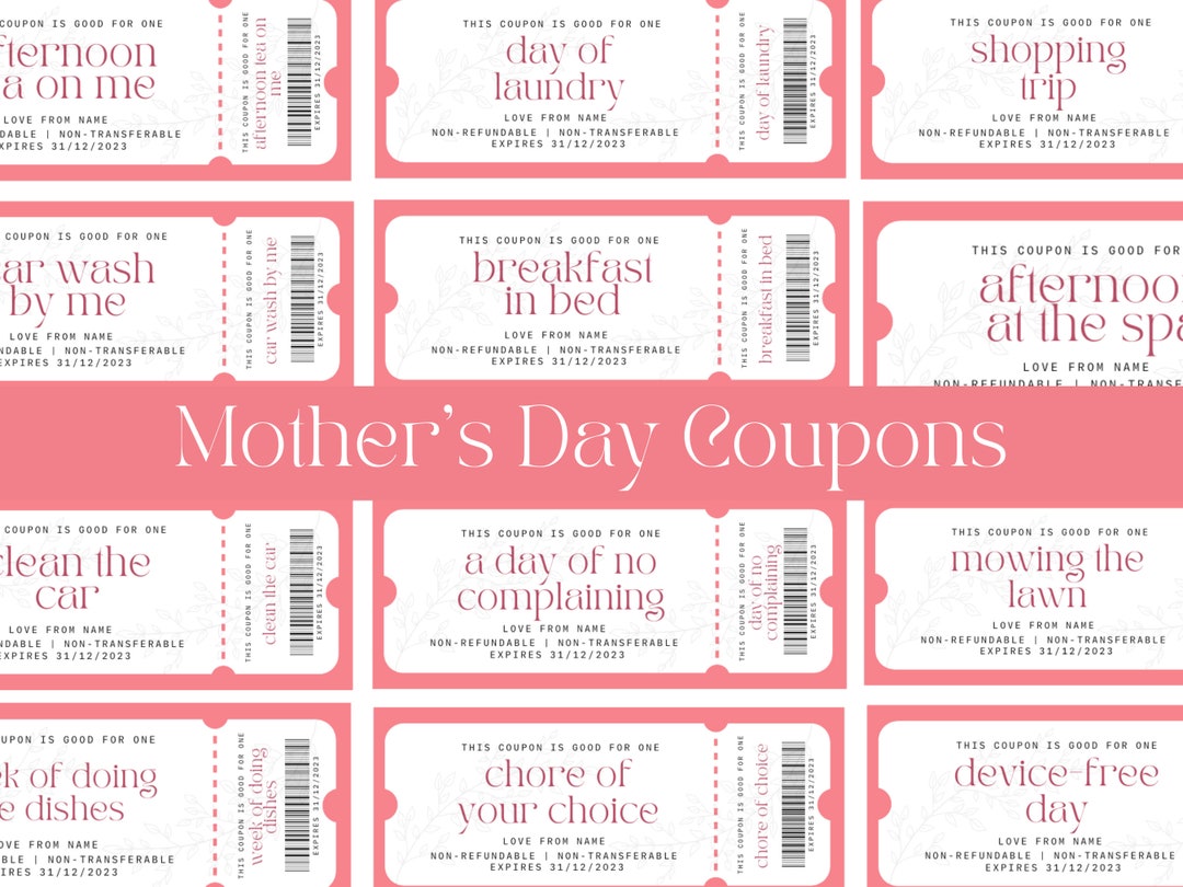 Mothers Day Coupons | Mothers Day Coupon Book | Mothers Day Coupons ...