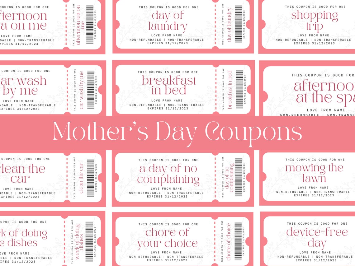 Mothers Day Coupons | Mothers Day Coupon Book | Mothers Day Coupons ...