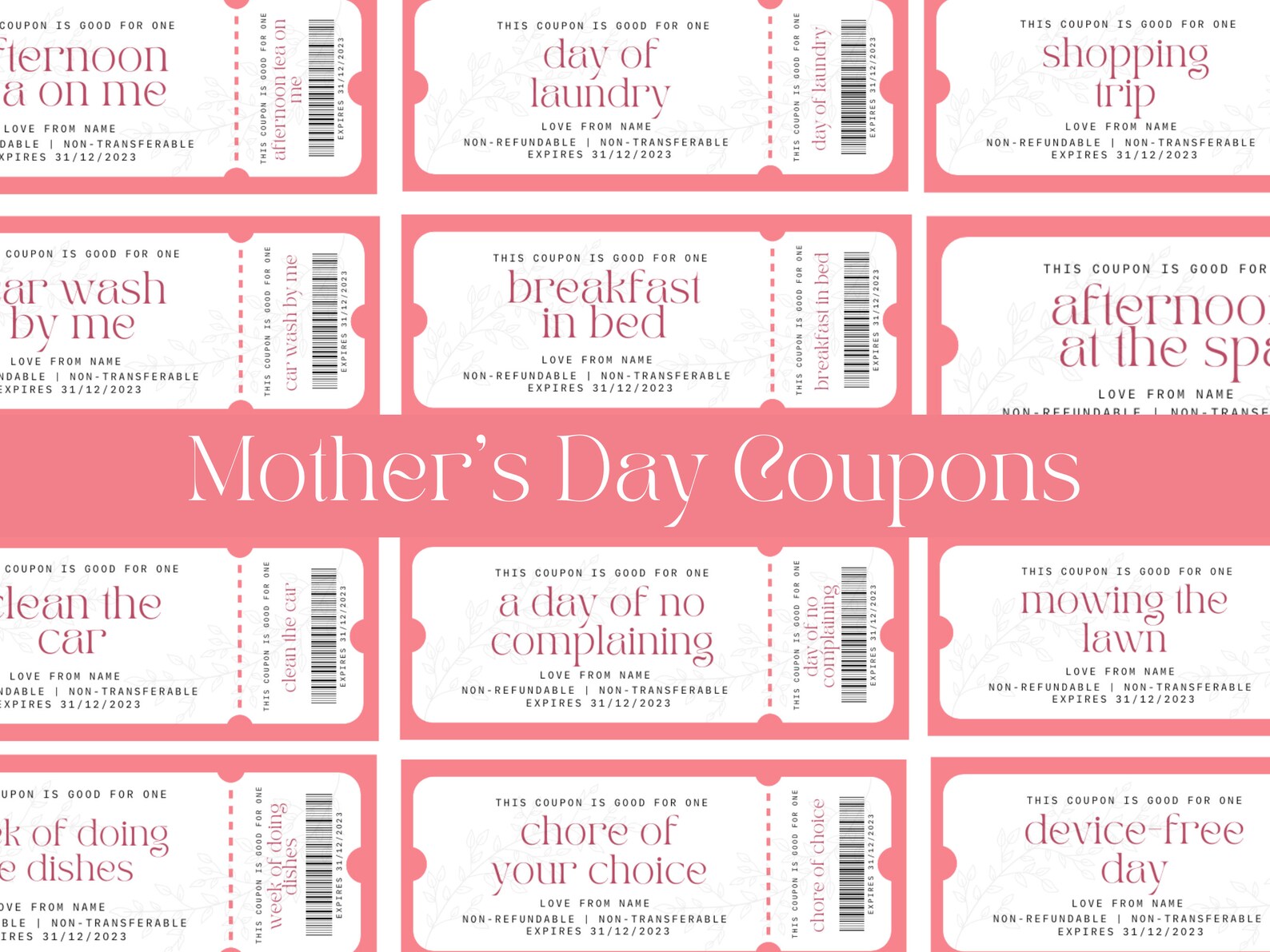 Mothers Day Coupons | Mothers Day Coupon Book | Mothers Day Coupons ...