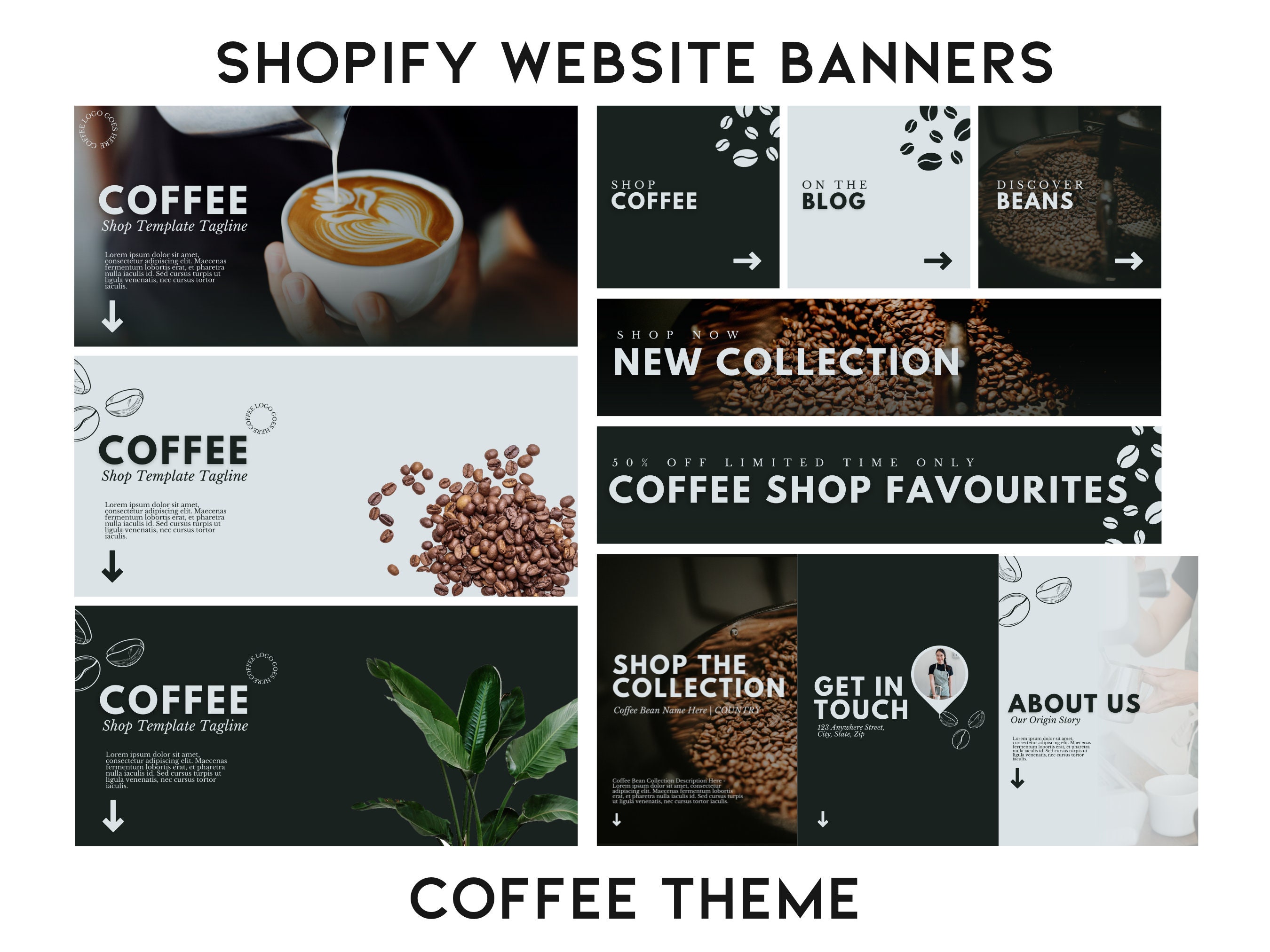 Shopify Website Banner, Website Banner Template Coffee, Website Banner ...
