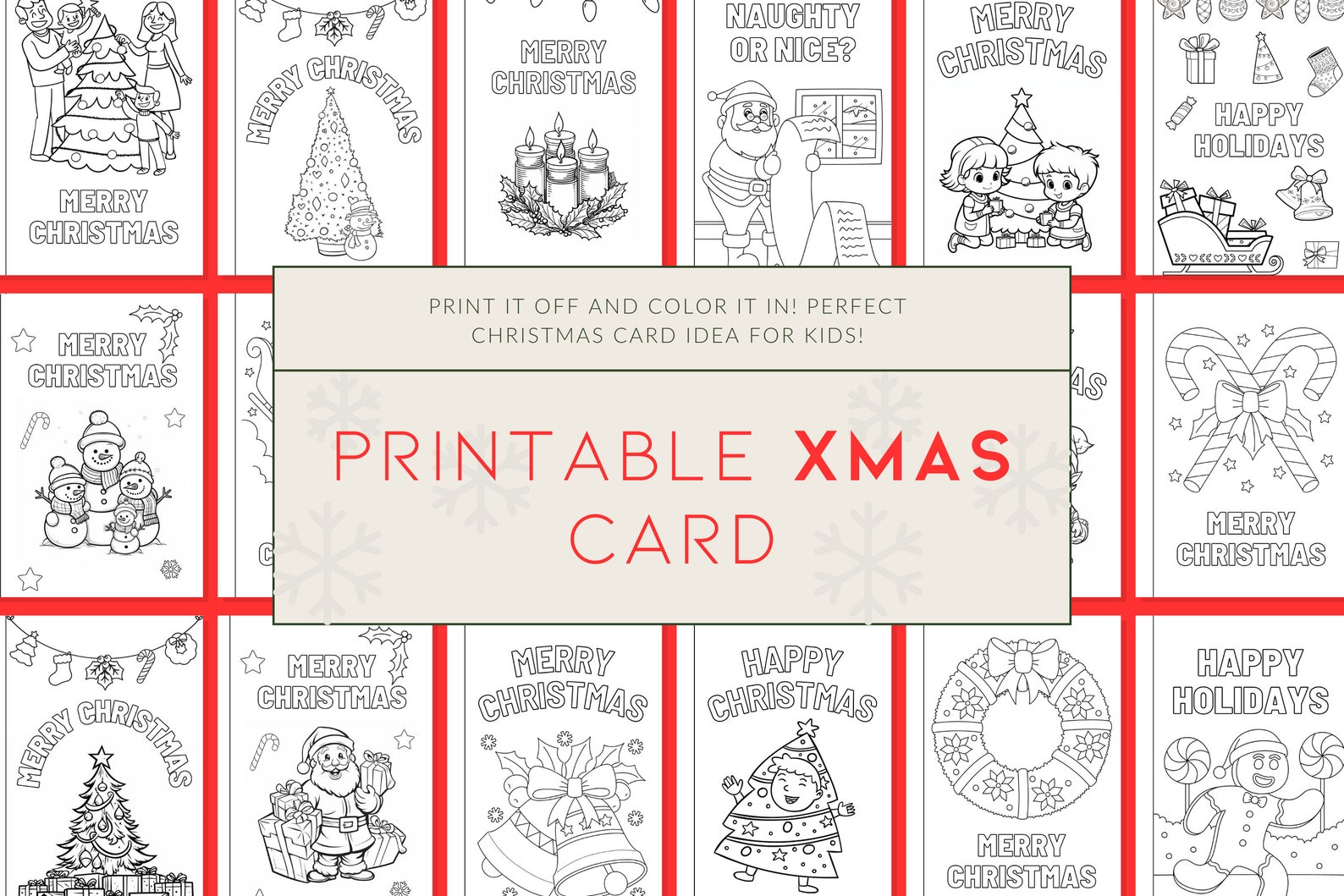 Printable Christmas Coloring Cards | Christmas Card Printable ...