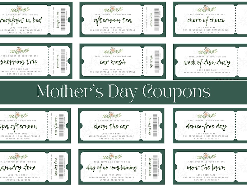 Mothers Day Coupons | Mothers Day Coupon Book | Mothers Day Coupons ...