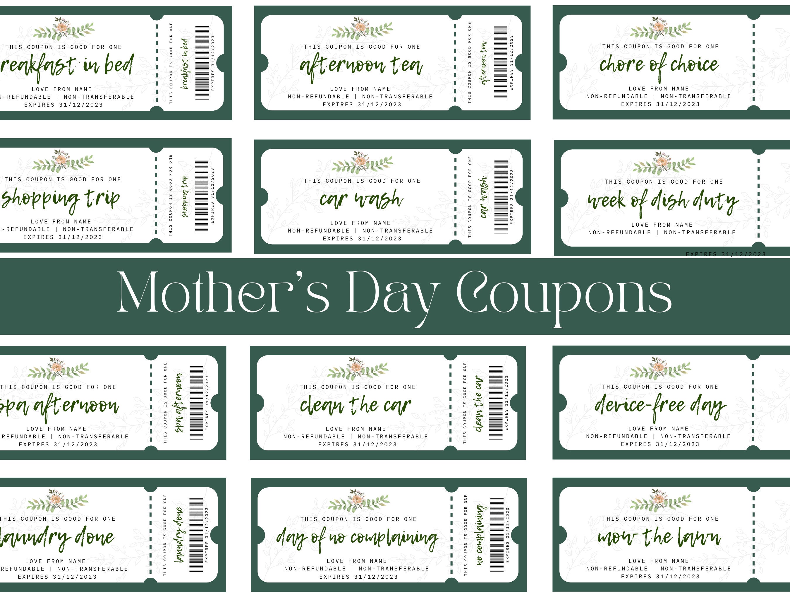 Mothers Day Coupons | Mothers Day Coupon Book | Mothers Day Coupons ...