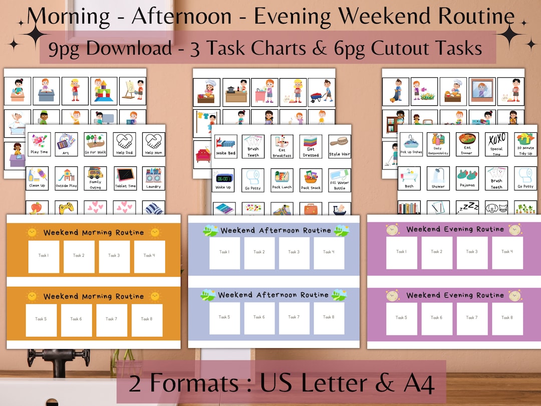 Weekend Task Chart for Kids, Visual Routine Planner for Weekends ...