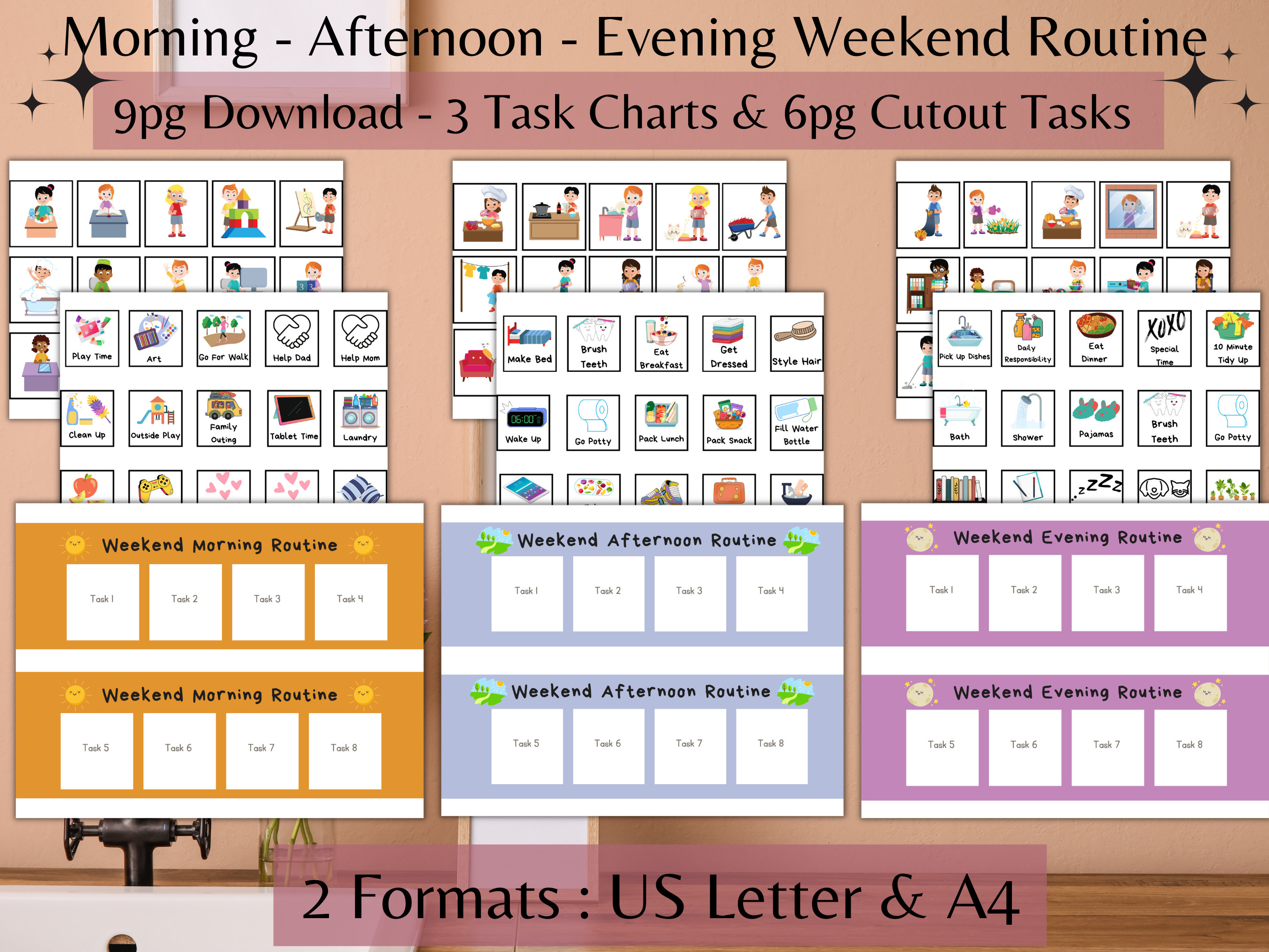 Weekend Task Chart for Kids, Visual Routine Planner for Weekends ...
