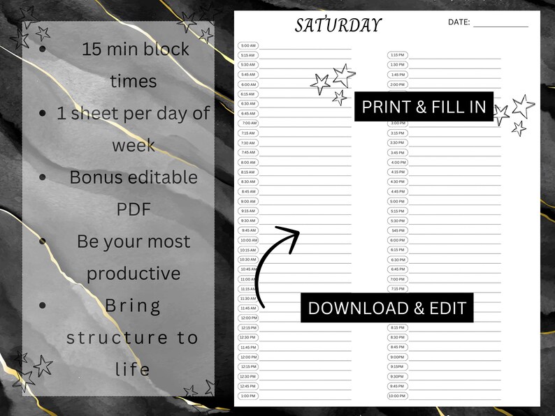 Minimalistic Time Blocking Worksheet, 15 Min Daily Time Management ...