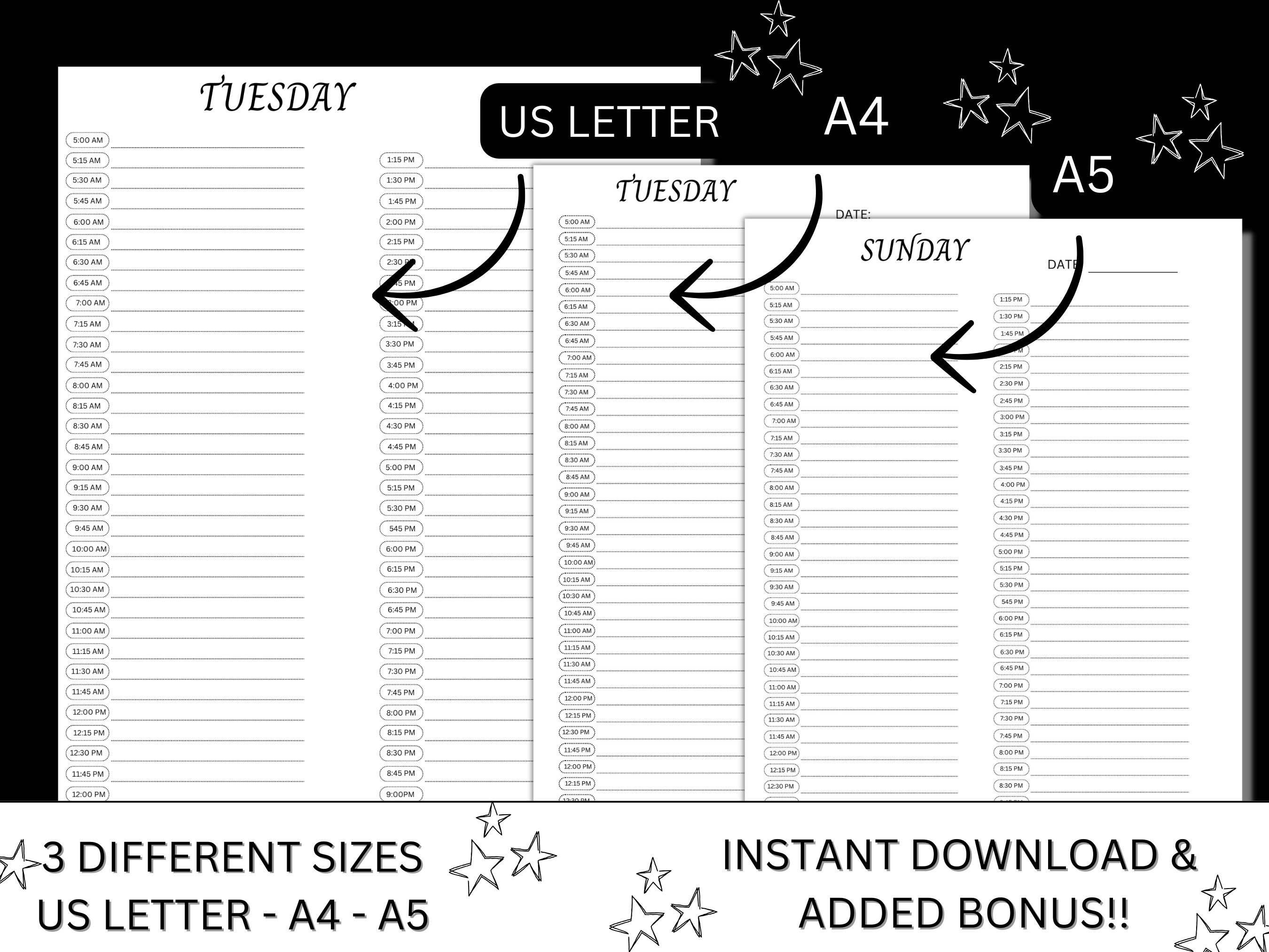 Minimalistic Time Blocking Worksheet, 15 Min Daily Time Management ...