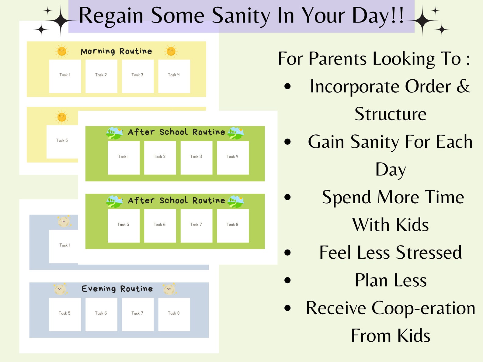 Kids Chore Routine Chart, Visual Schedule for ADHD and Autism, Daily ...