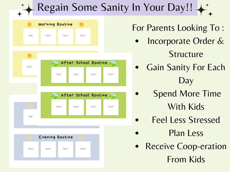 Kids Chore Routine Chart, Visual Schedule for ADHD and Autism, Daily ...