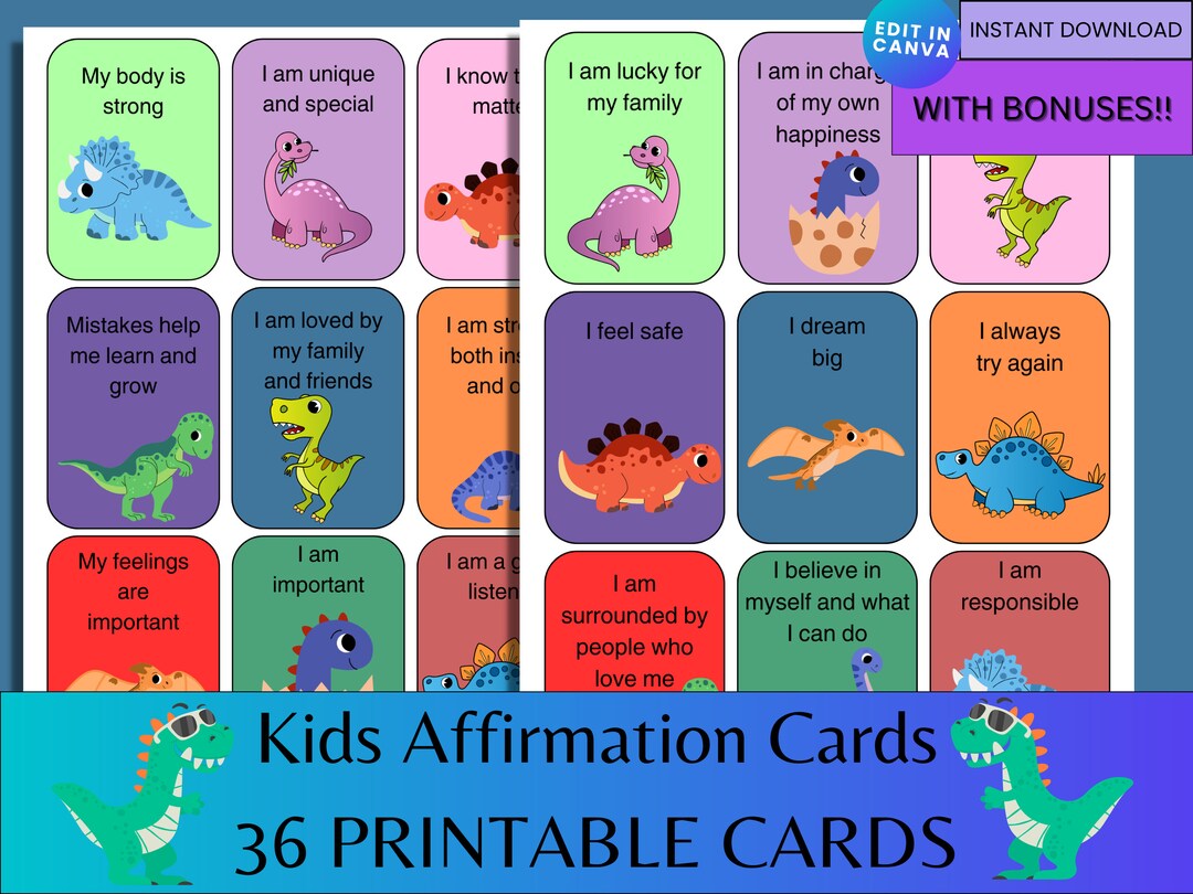 Children's Digital Affirmation Deck, Daily Inspirational Cards for Kids ...