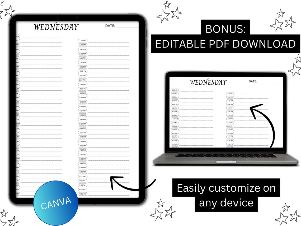 Minimalistic Time Blocking Worksheet, 15 Min Daily Time Management ...