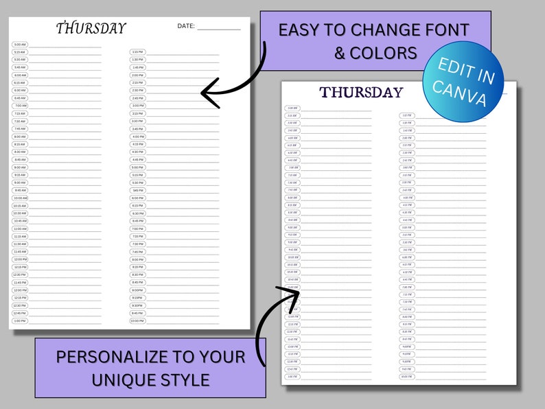 Minimalistic Time Blocking Worksheet, 15 Min Daily Time Management ...