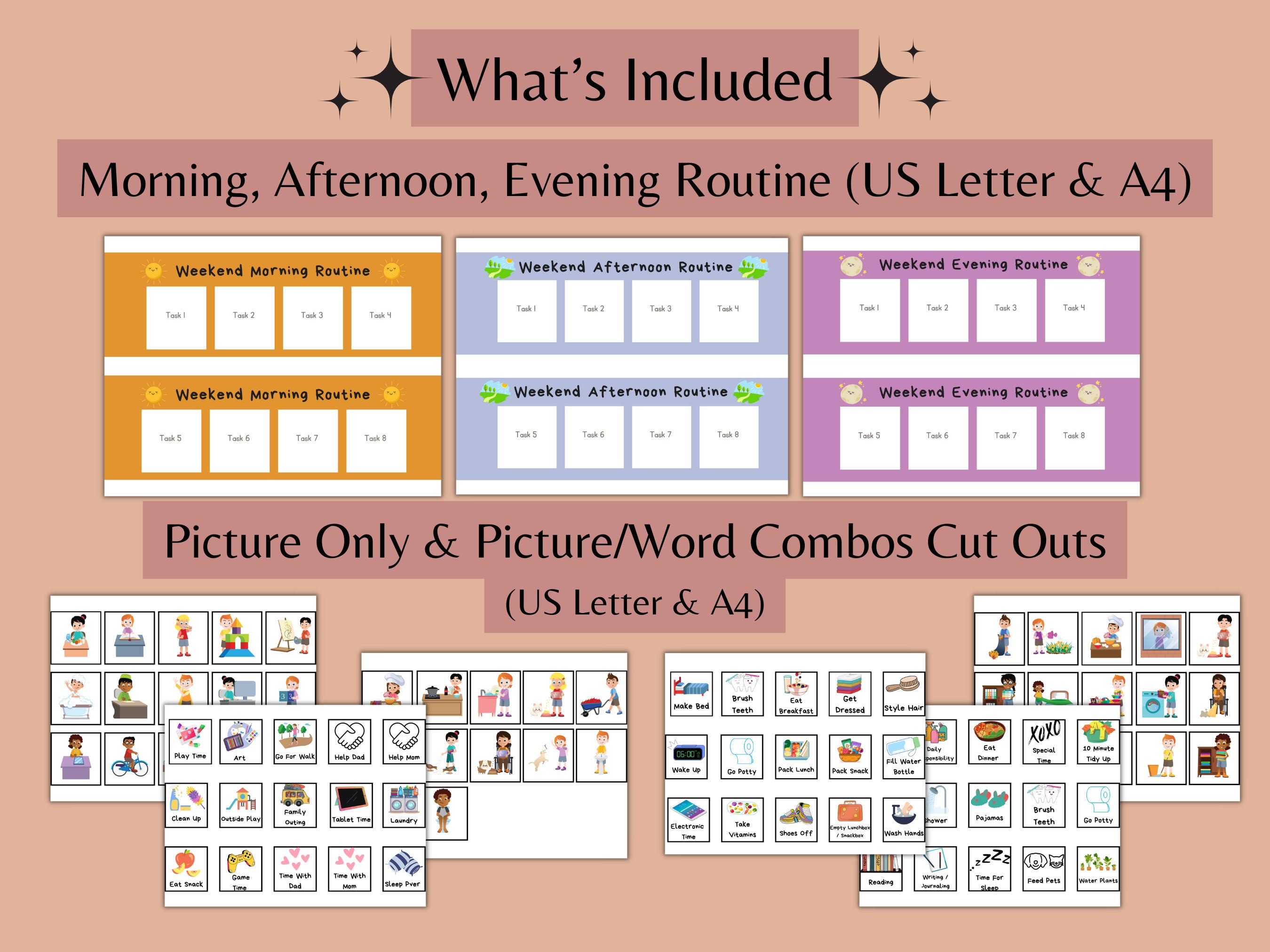 Weekend Task Chart for Kids, Visual Routine Planner for Weekends ...