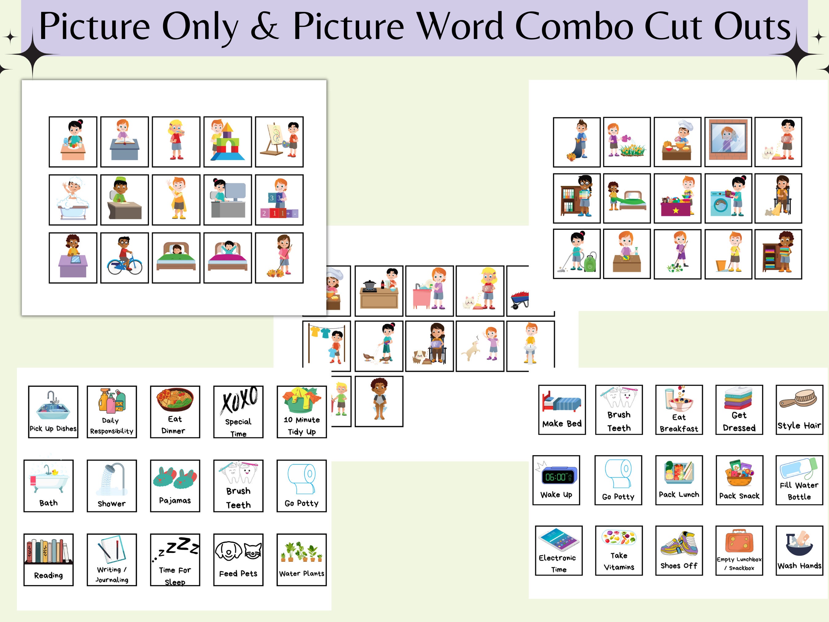 Kids Chore Routine Chart, Visual Schedule for ADHD and Autism, Daily ...