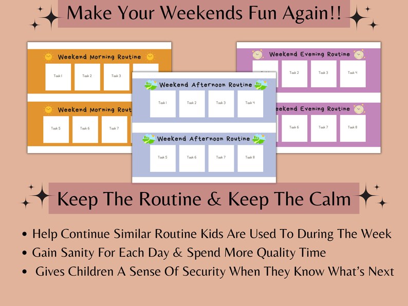 Weekend Task Chart for Kids, Visual Routine Planner for Weekends ...