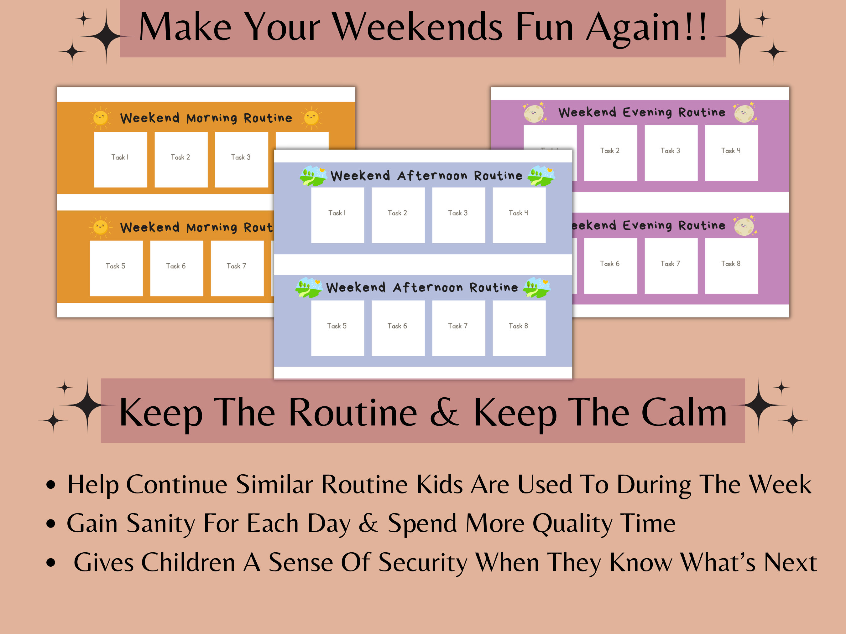 Weekend Task Chart for Kids, Visual Routine Planner for Weekends ...
