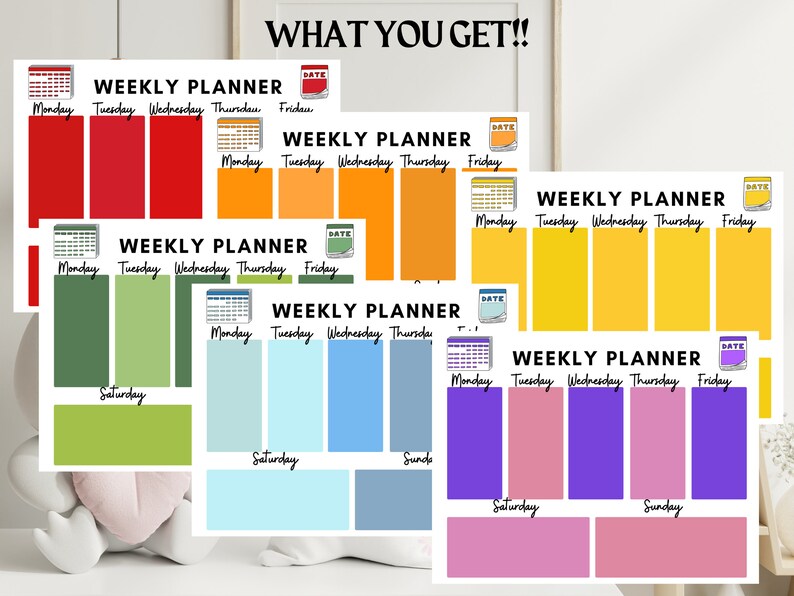 Weekly Fillable Rainbow Planner Bundle, Printable Kids Schedule ...