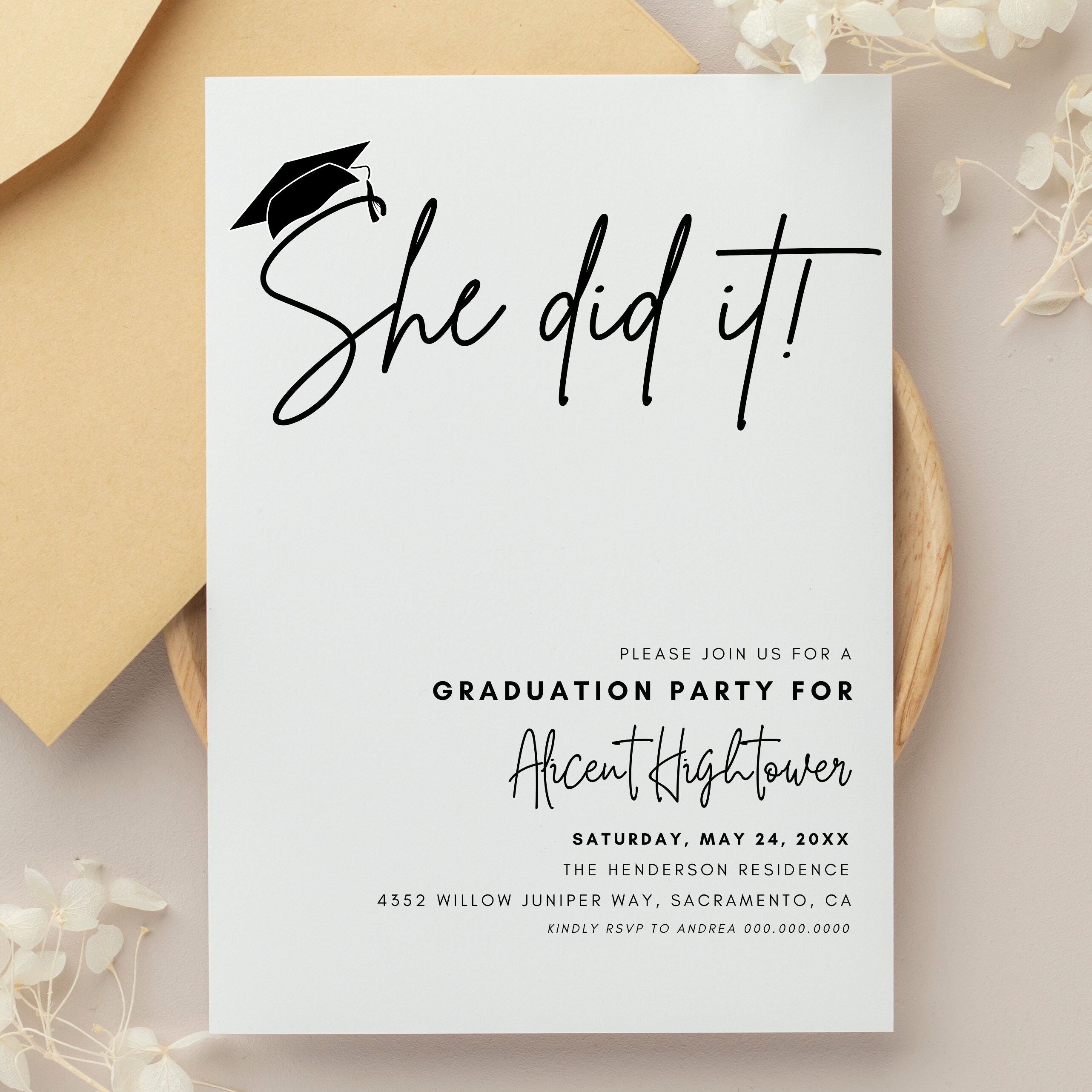 Congrats/she/he Did It Graduation Invitation Template,printable ...