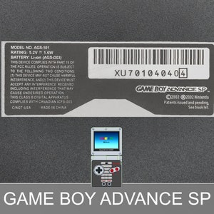 Game Boy Advance Sp Backlabel [C/AGT-USA | AGS-101] Replacement Label ...
