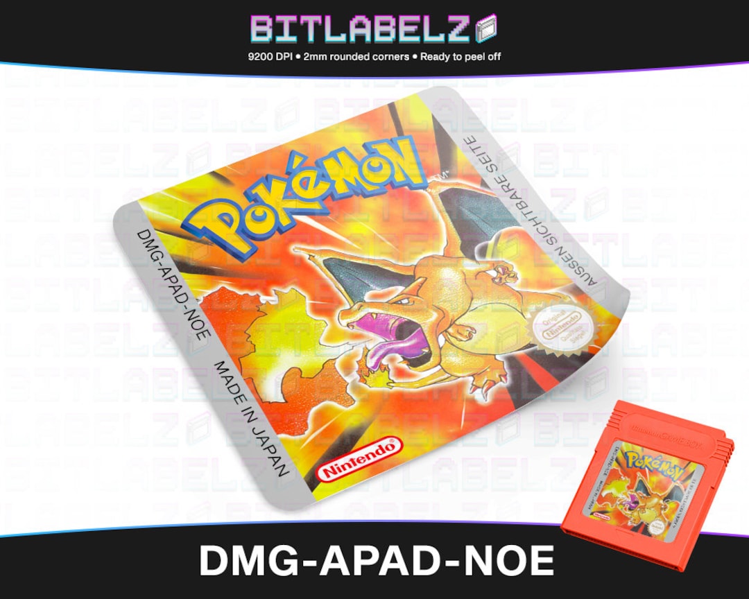 Pokemon Red Trading Card Game Style Custom Replacement Label DMG-APAD ...