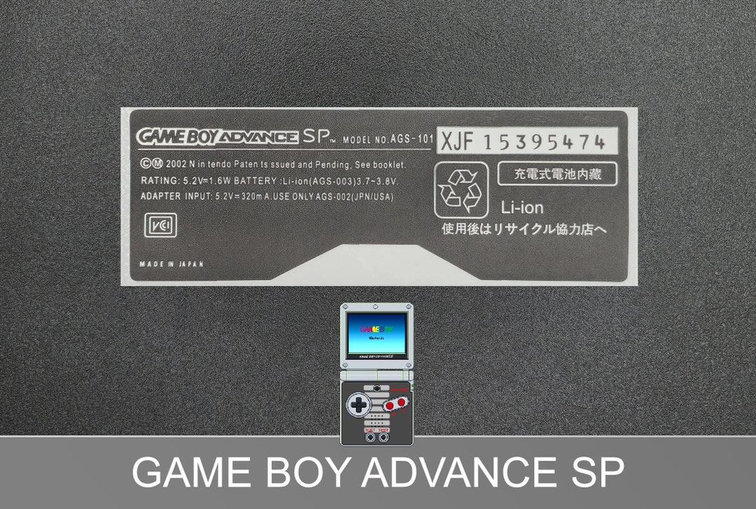 Game Boy Advance Sp Backlabel [AGS-101] Replacement Label - Etsy