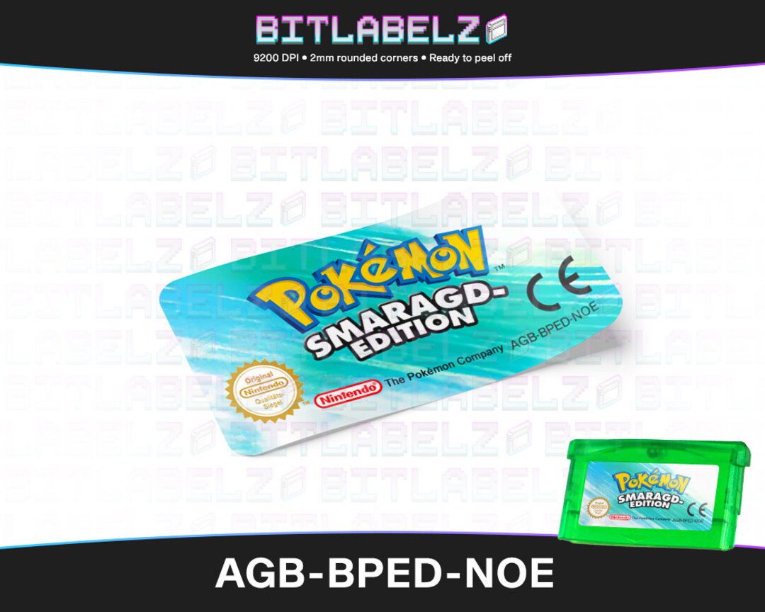 Pokémon Emerald Edition Replacement Label AGB-BPED-NOE Metallic Effect ...