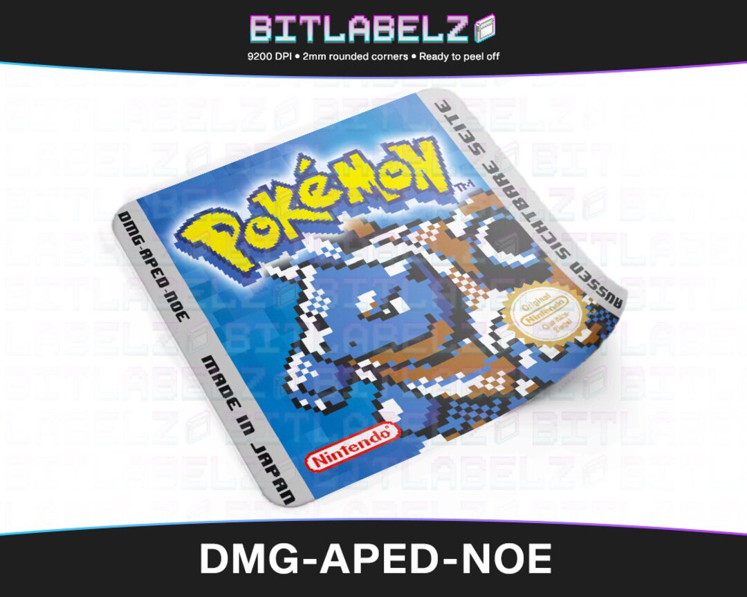 Pokemon Blue Pixel Art » Custom Replacement Label » DMG-APED-NOE - Etsy