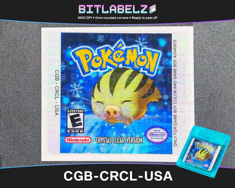 Pokemon Crystal Clear Replacement Label CGB-CRCL-USA - Etsy
