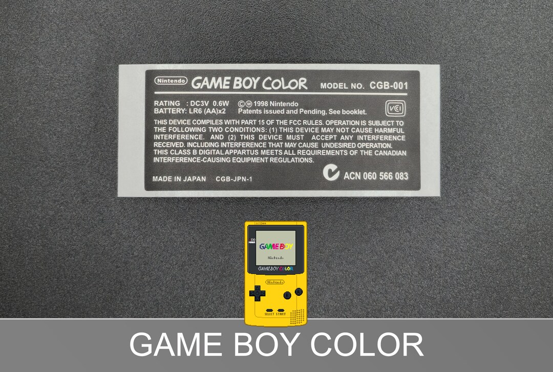 Game Boy Color Backlabel [CGB-JPN-1 / CGB-001] Replacement Label - Etsy