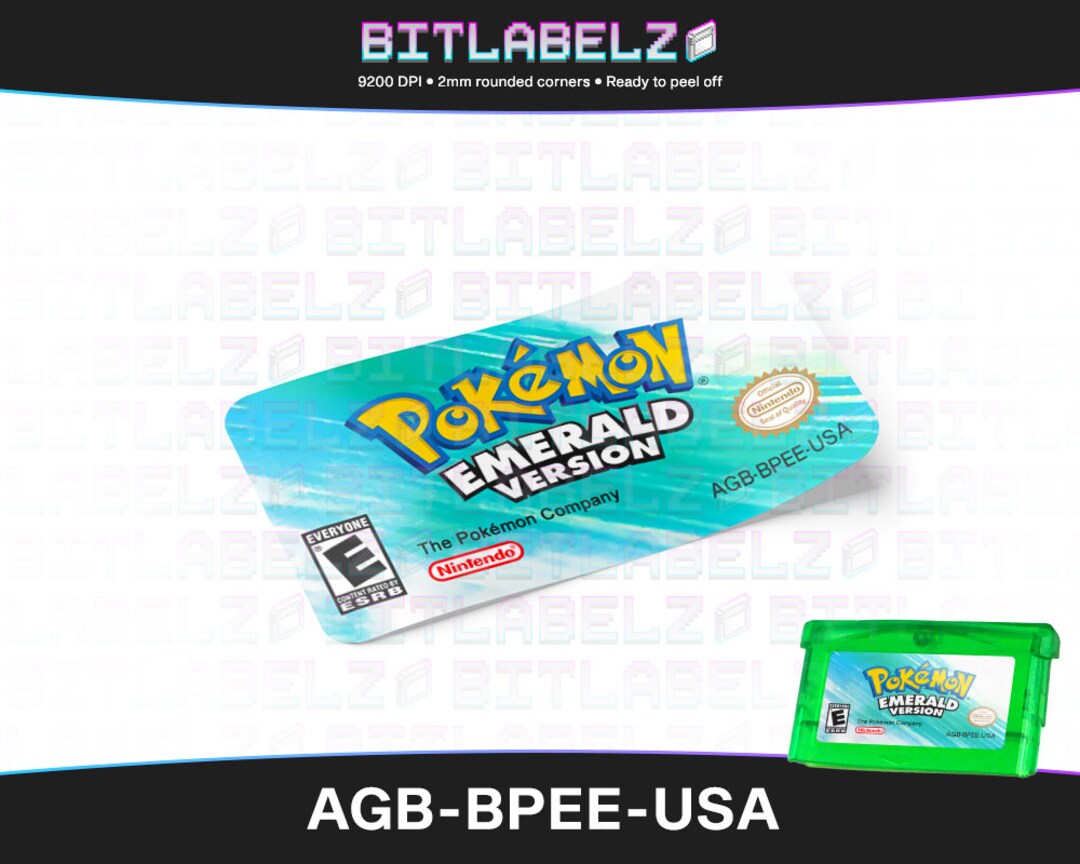 Pokemon: Emerald Version » Replacement Label » AGB-BPEE-USA » Metallic ...