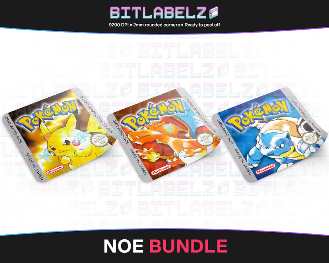 Pokemon Yellow, Red & Blue » Replacement Labels » DMG-NOE Bundle - Etsy