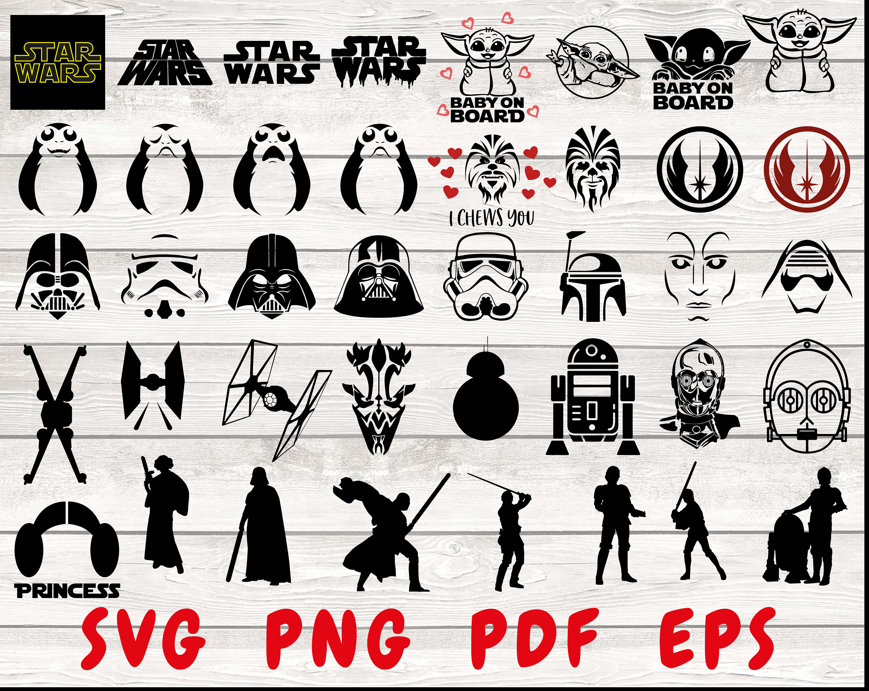 Starwars Svg, Star Wars Bundle Svg, Starwars, Darth Vader Svg, Yoda Svg ...