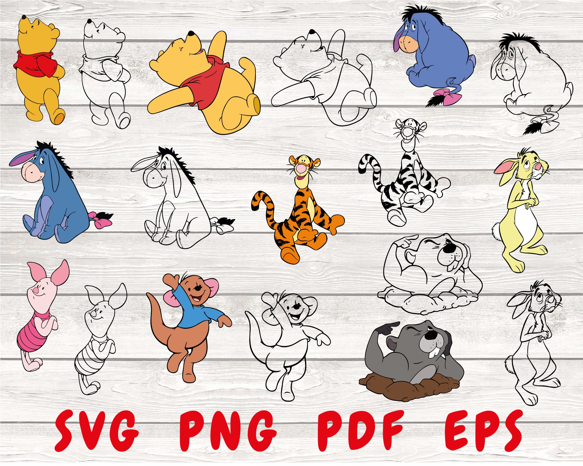 Winnie the Pooh Svg, Pooh Svg, Winnie the Pooh, Tigger Svg, Eeyore Svg ...