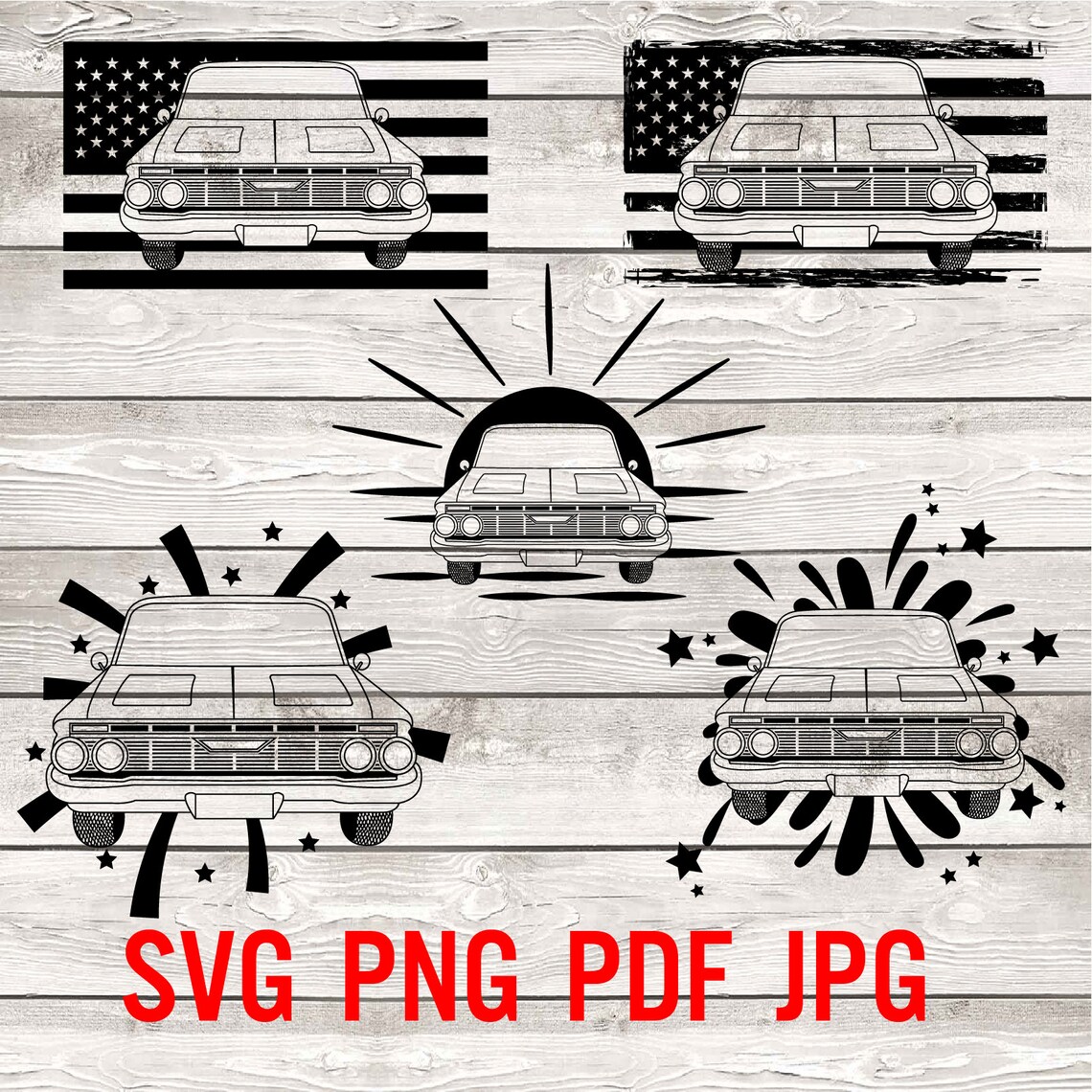 Oldtimer-Svg, Vintage Auto-Svg, Auto-Silhouette-Svg, Muskel-Auto-Svg ...