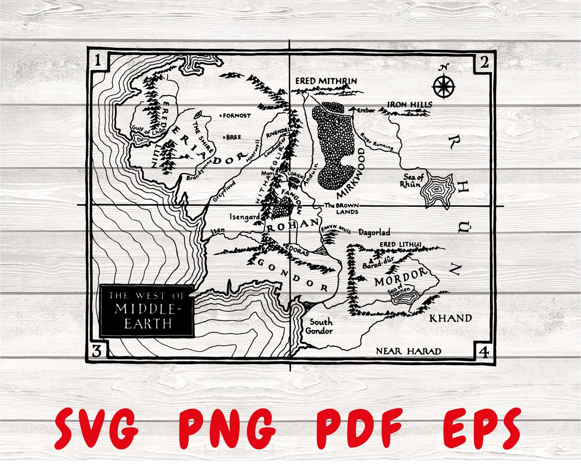 Lord of the Rings Svg, Map Svg, Middle Earth Map Svg, Rohan, LOTR Svg ...