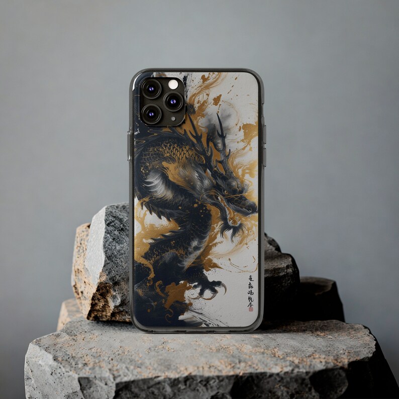 Golden Guardian: Majestic Black and Gold Chinese Dragon Phone Case - Etsy