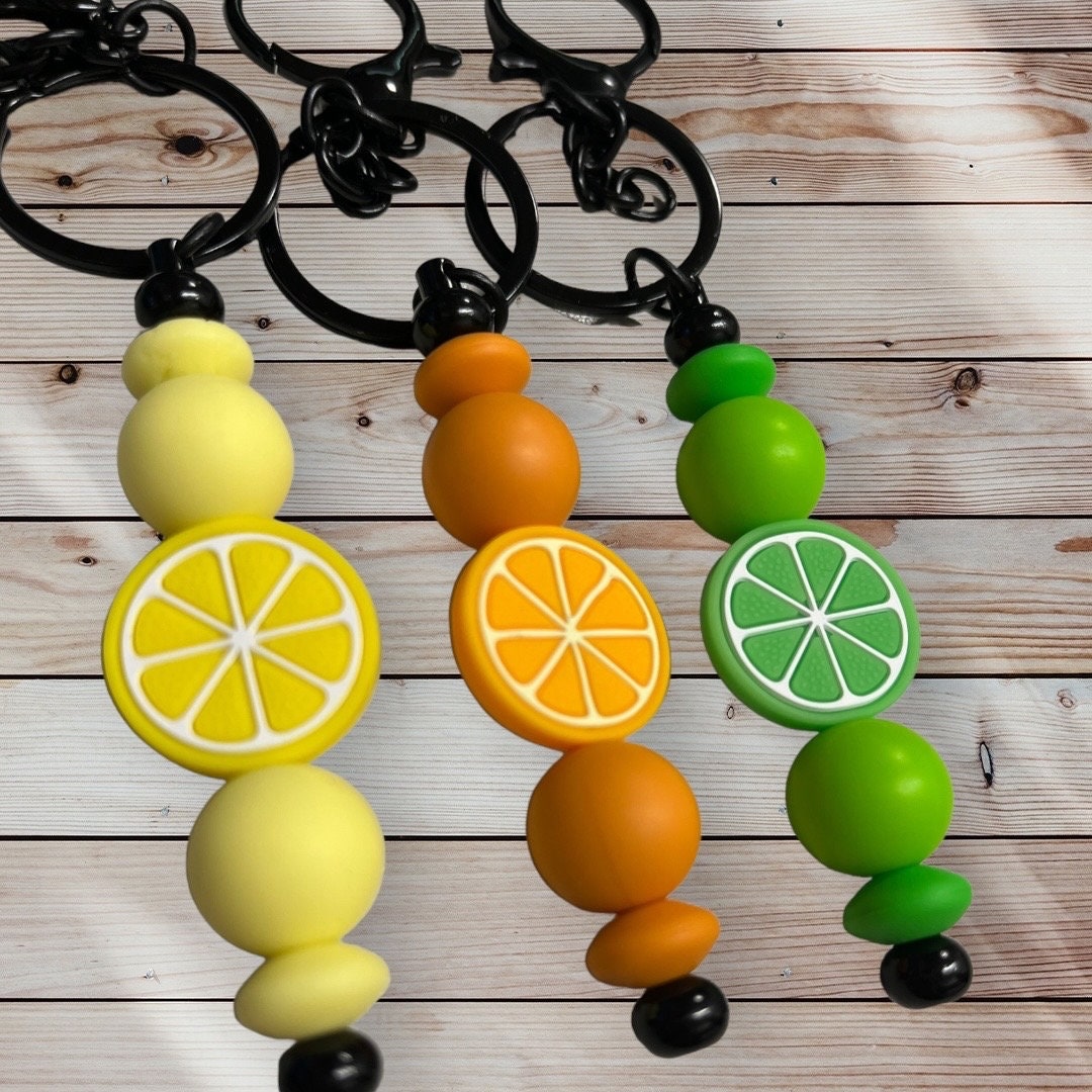 Fruit Keychain Metal Summer Orange Yellow Lemon Green Lime Keys ...