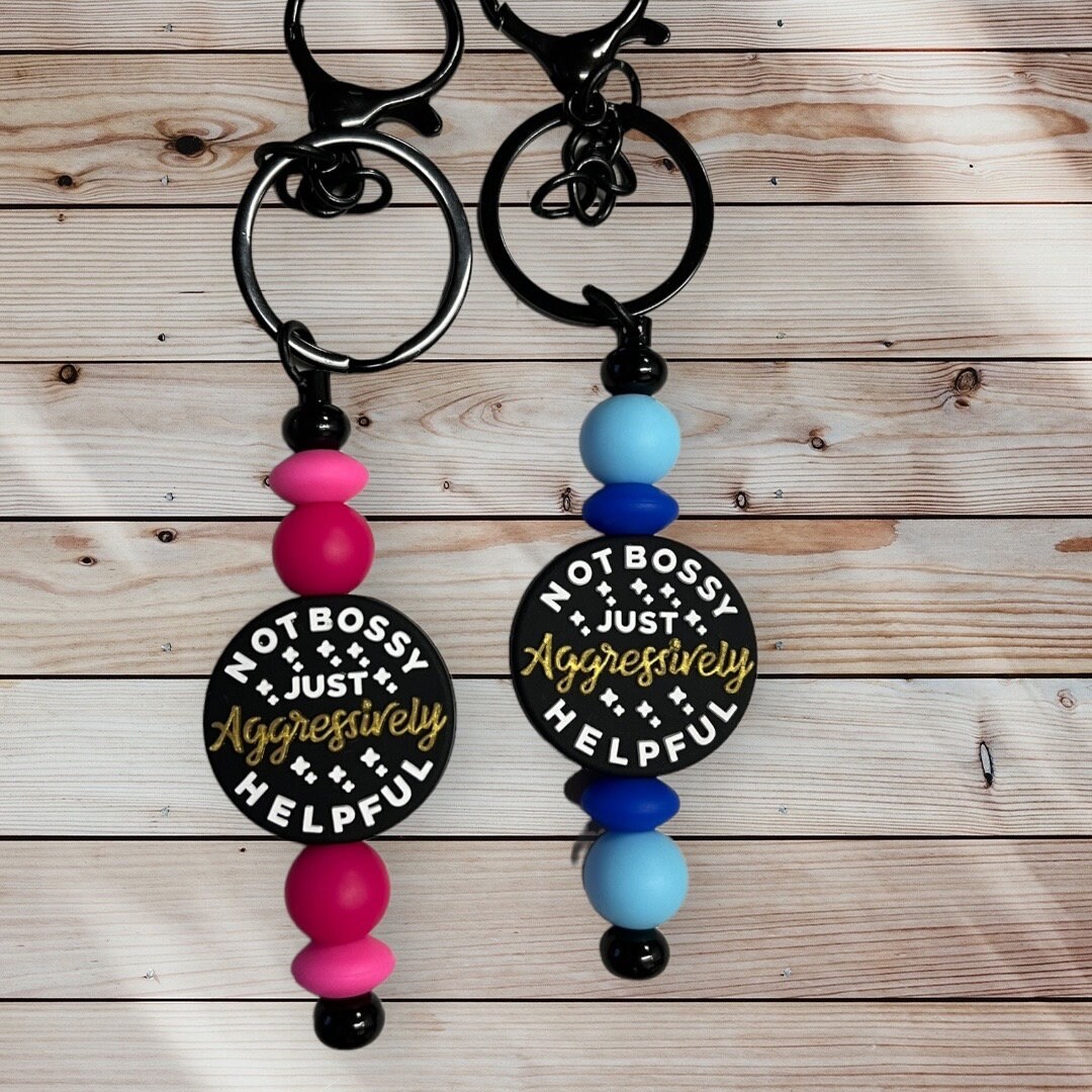Bossy Keychain | Metal | Not Bossy | Aggressively Helpful | Beaded ...