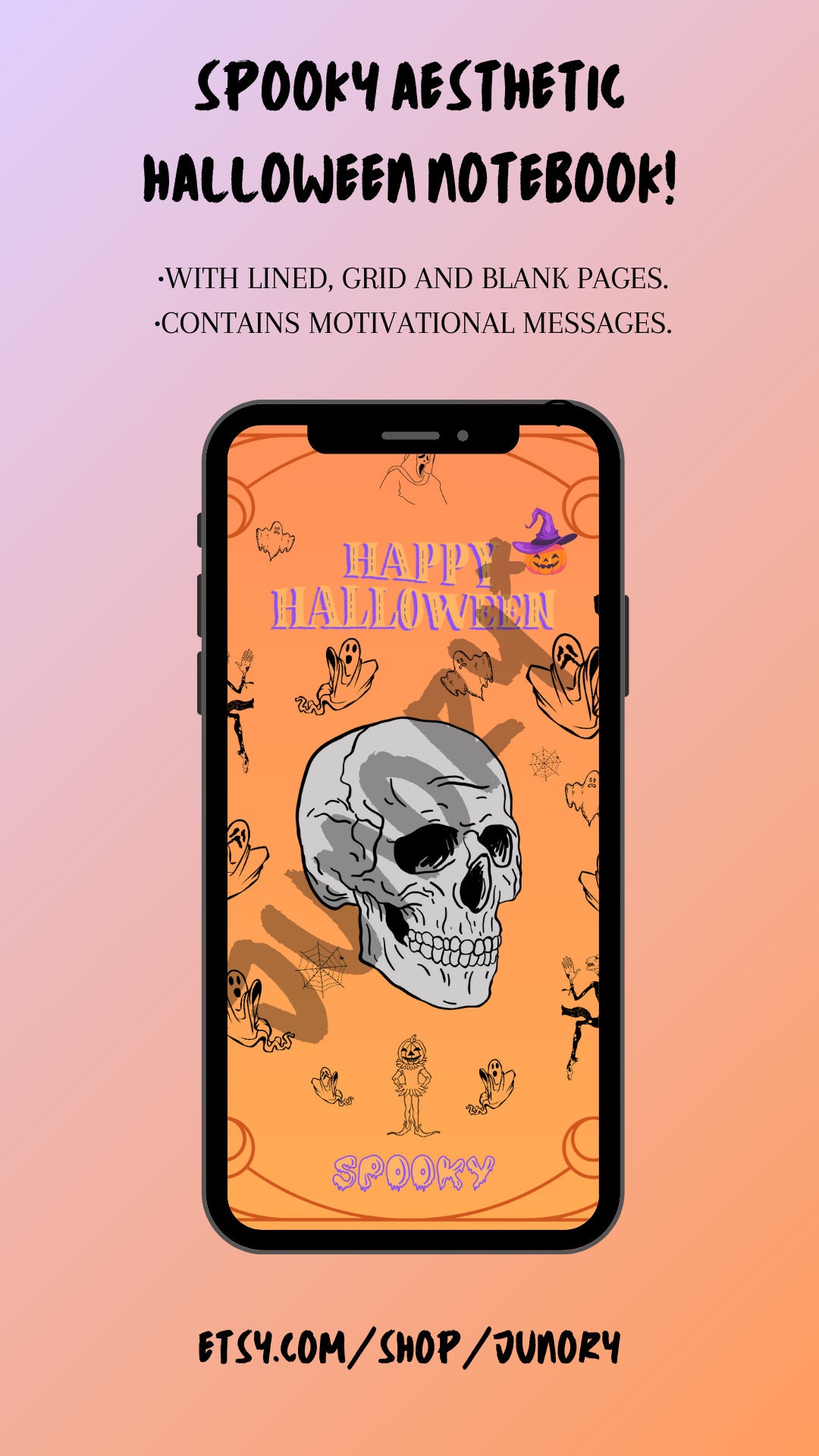 Halloween Digital Spooky Aesthetic Notebook Printable Lined - Etsy