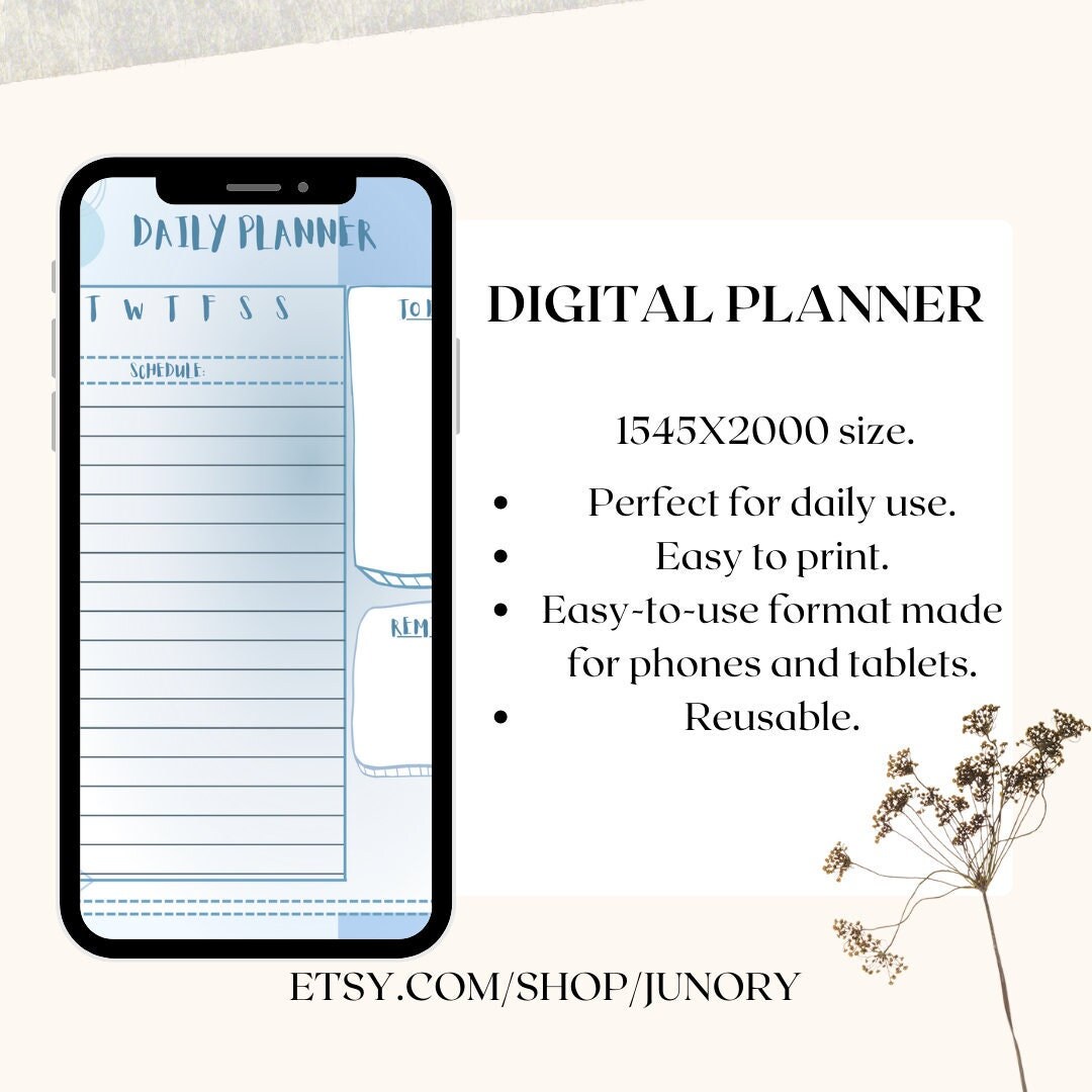 Digital Daily Planner, Printable, Back to School, Vertical, Daily ...